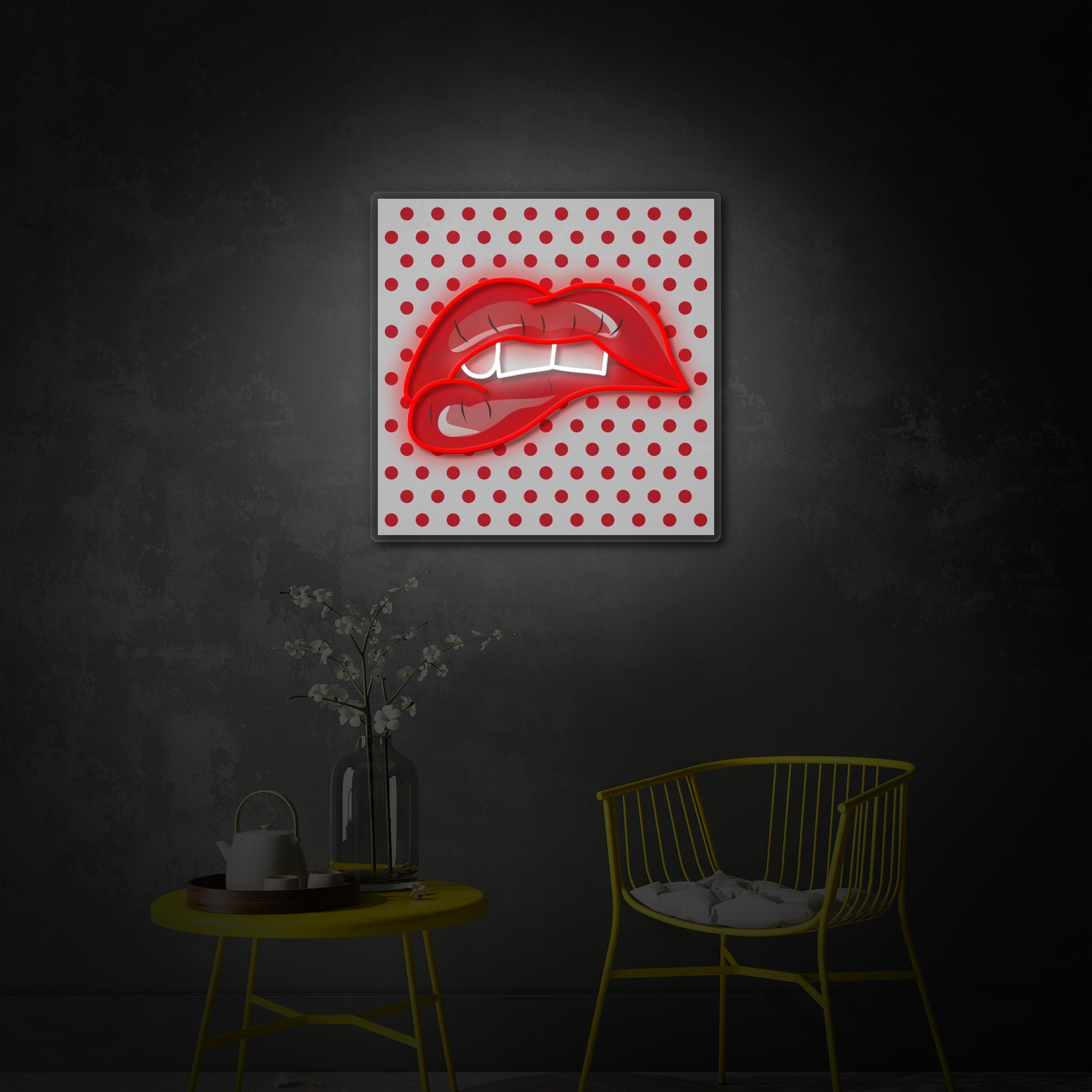 "Biting Her Red Lips" UV Print LED Neon Sign - HAPPYNEON – HAPPYNEON.COM