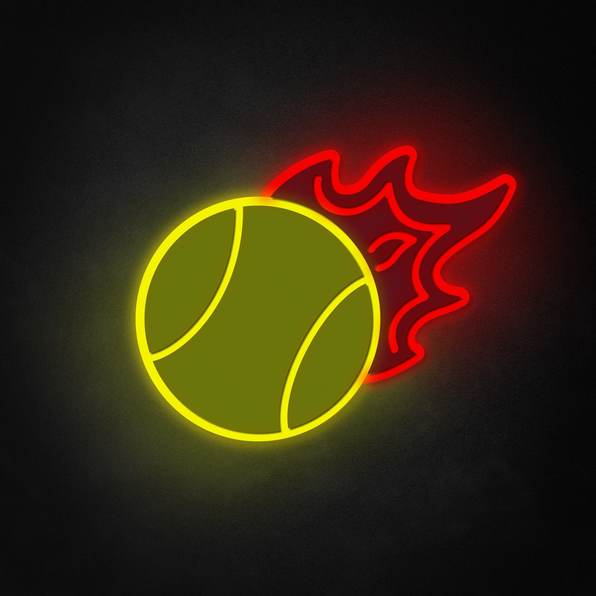 Flaming Tennis Ball Neon Like Sign, Tennis Neon Sign, Tennis LED Light ...