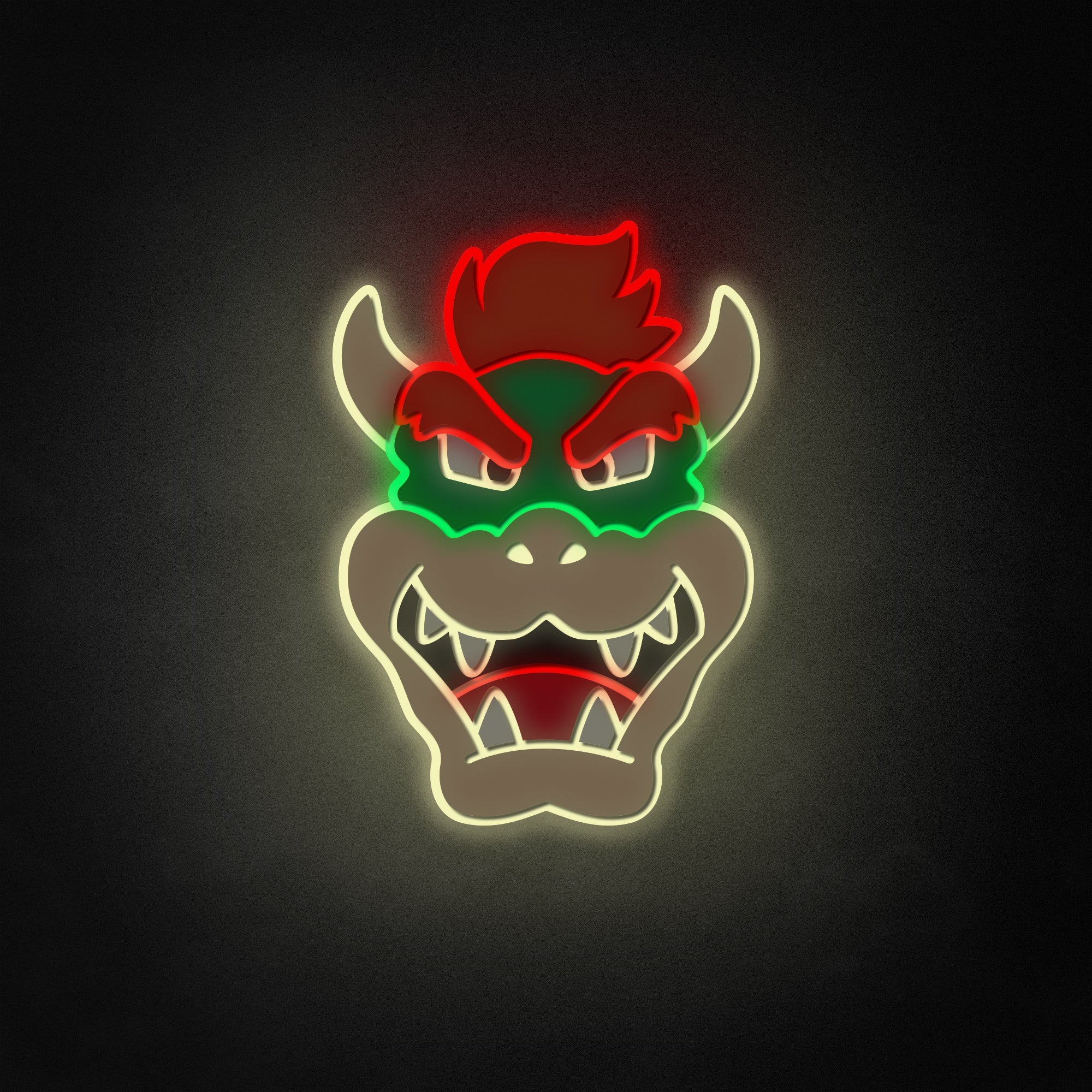 Mario Bowser Face Neon Like Sign, Bowser Neon Sign, Bowser LED Light ...