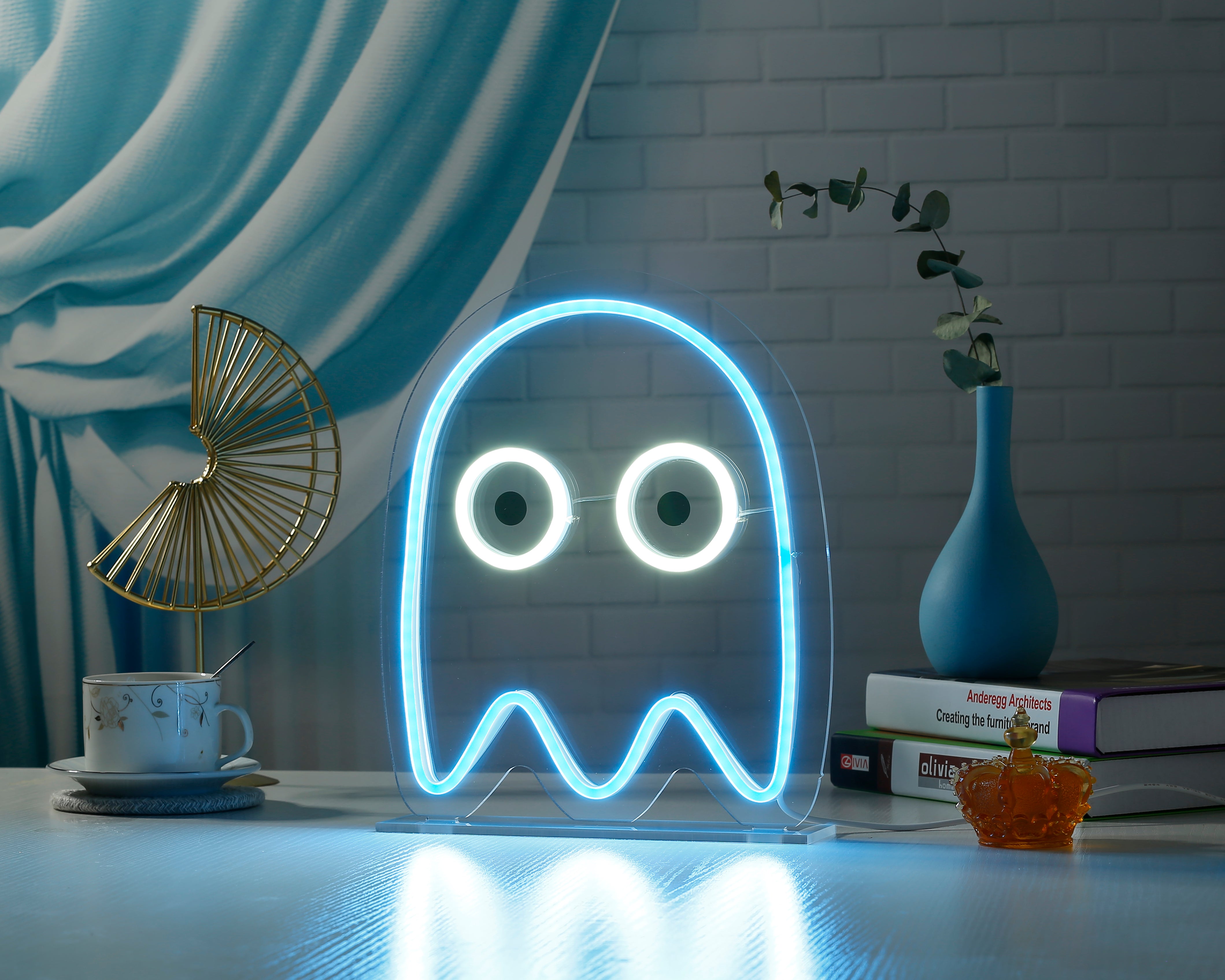 Blue Ghost Desk LED Neon Sign - HAPPYNEON – HAPPYNEON.COM